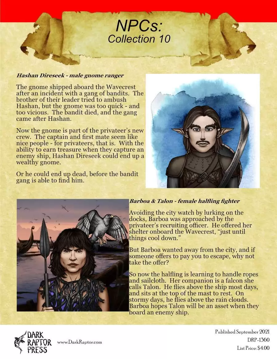 NPC Collection 10 - Dark Raptor Press | DriveThruRPG