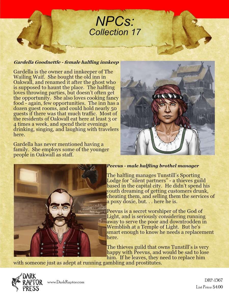 NPC Collection 17 - Dark Raptor Press | DriveThruRPG