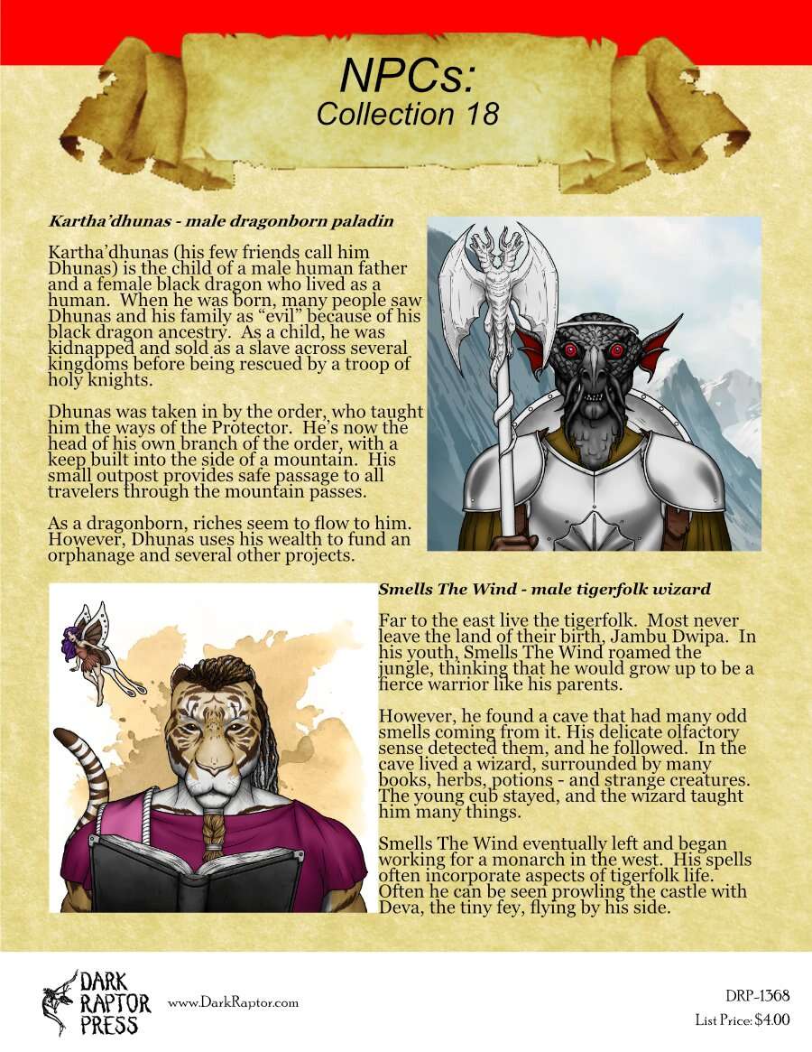 NPC Collection 18 - Dark Raptor Press | DriveThruRPG