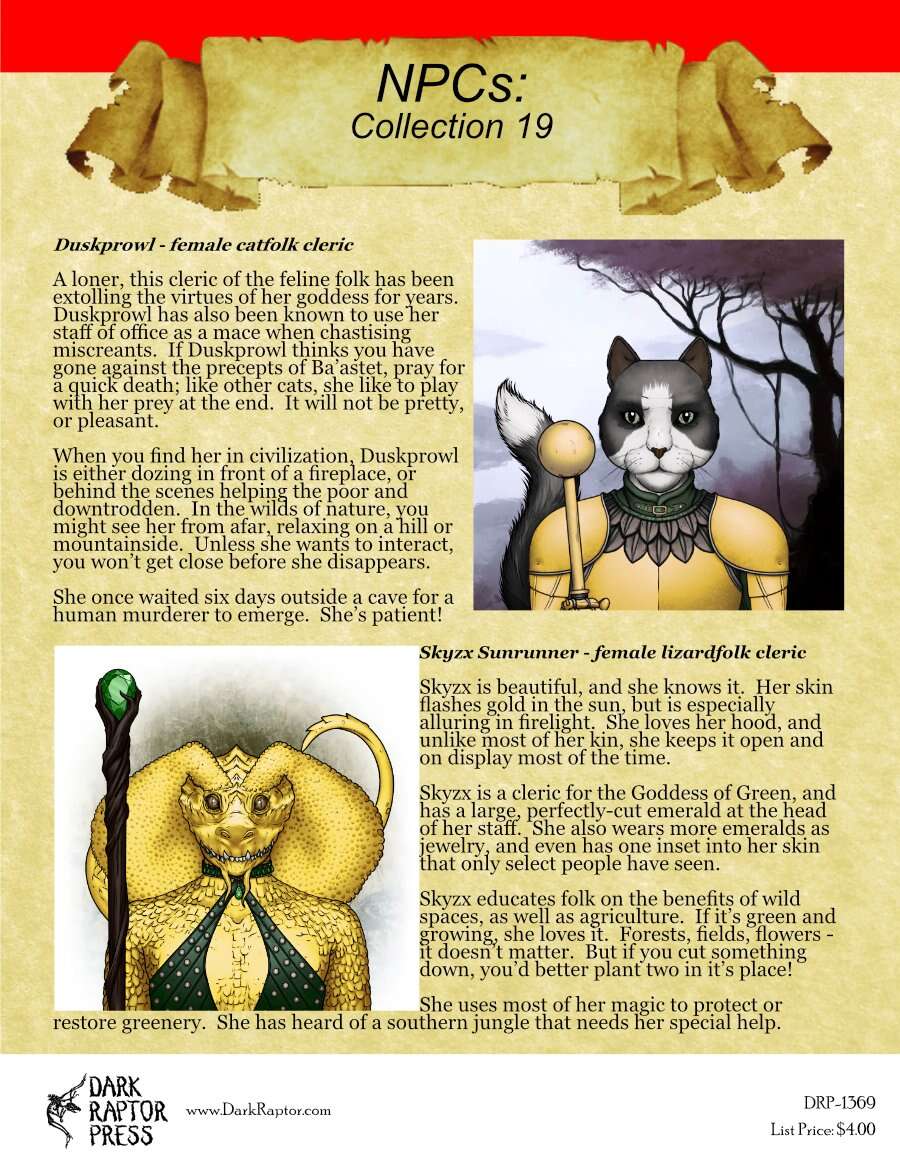 NPC Collection 19 - Dark Raptor Press | DriveThruRPG