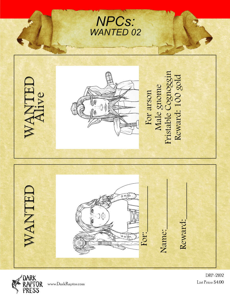 Wanted NPCs Collection 02 - Dark Raptor Press | DriveThruRPG