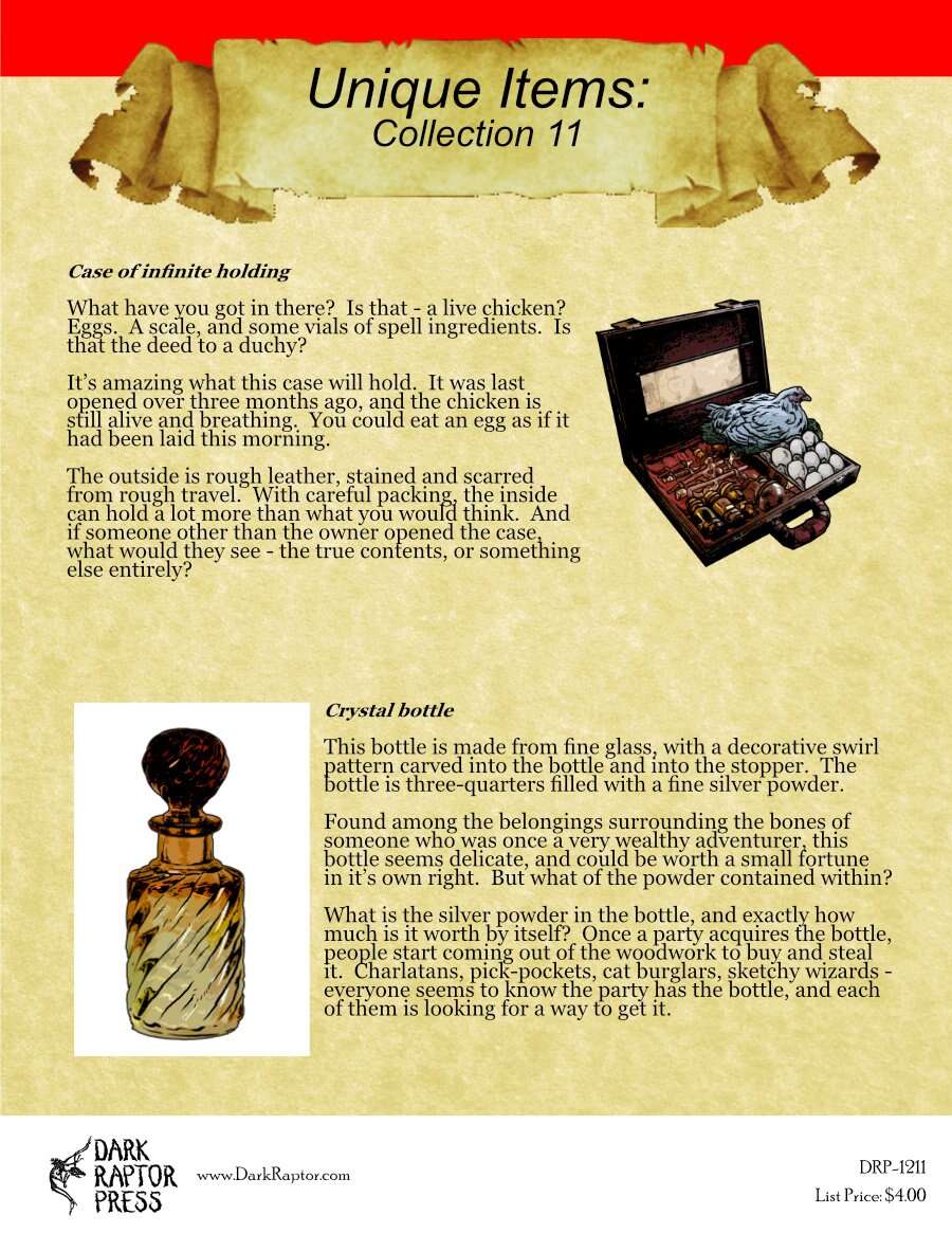 Unique Items - Collection 11 - Dark Raptor Press | DriveThruRPG