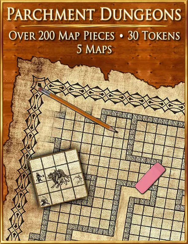 Parchment Dungeons - Heroic Roleplaying | Dungeon Tiles | DriveThruRPG