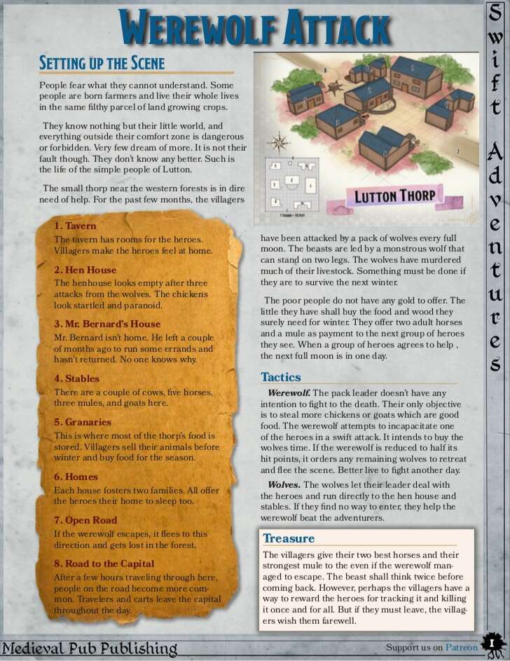 Werewolf Attack - Elven Tower | Swift Adventures | DriveThruRPG
