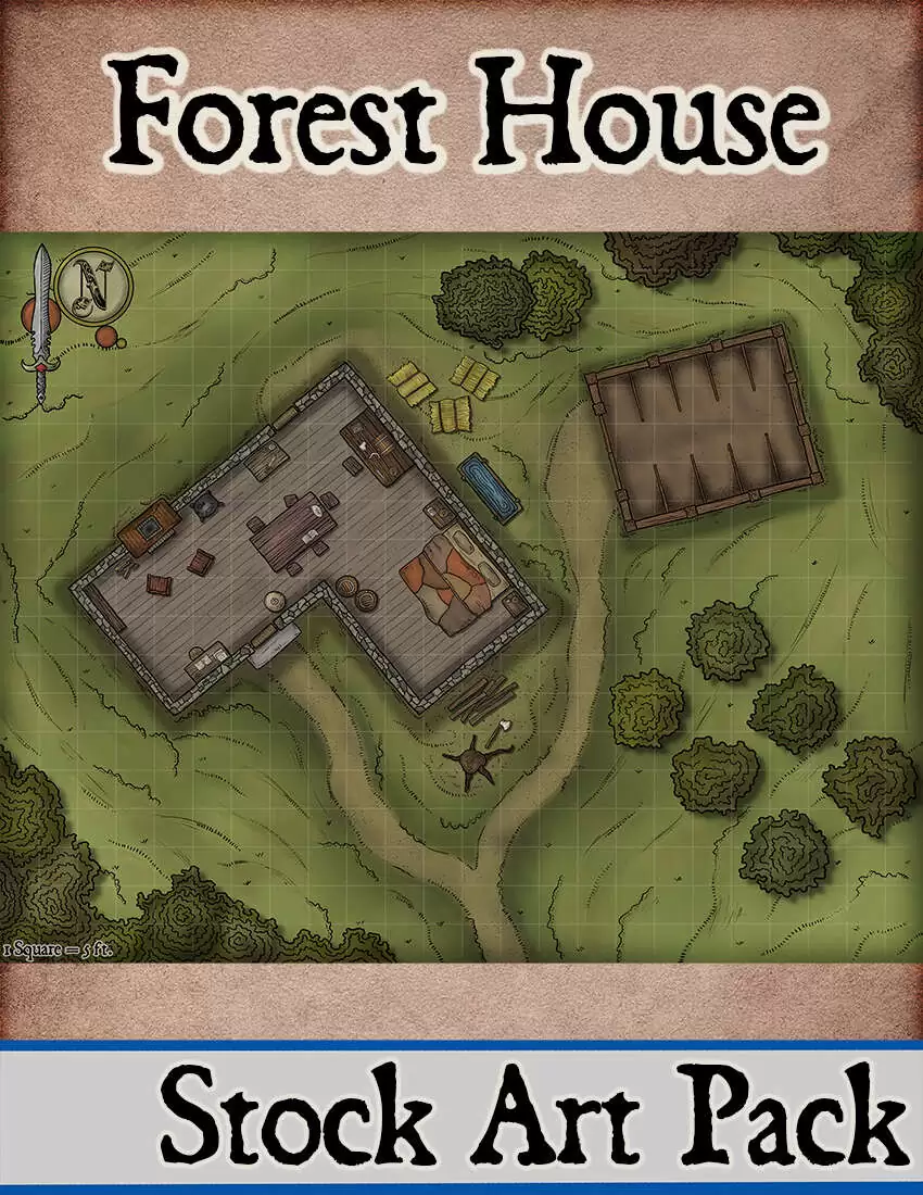 Elven Tower - Forest House | 26x18 Stock Battlemap - Elven Tower ...