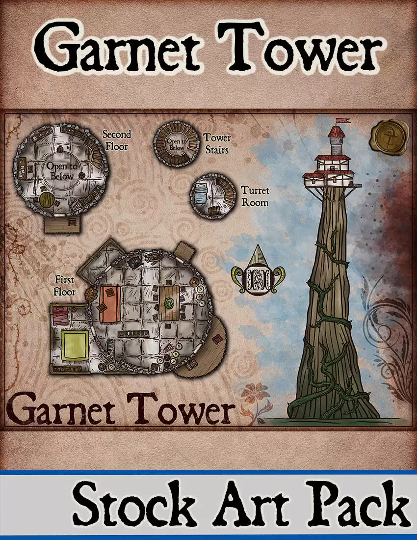 Elven Tower - Garnet Tower | (14x16) Stock Battlemap - Elven Tower ...