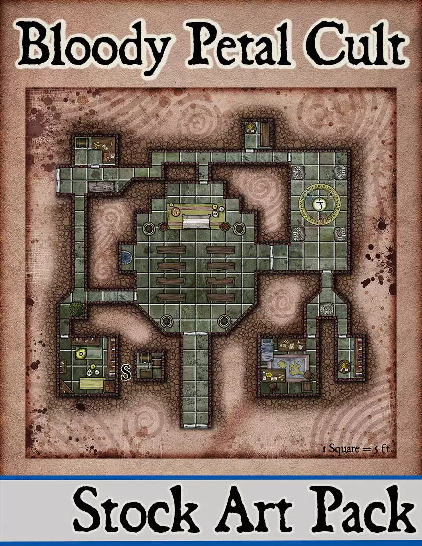 Elven Tower - Bloody Petal Cult | 24x24 Stock Battlemap - Elven Tower ...