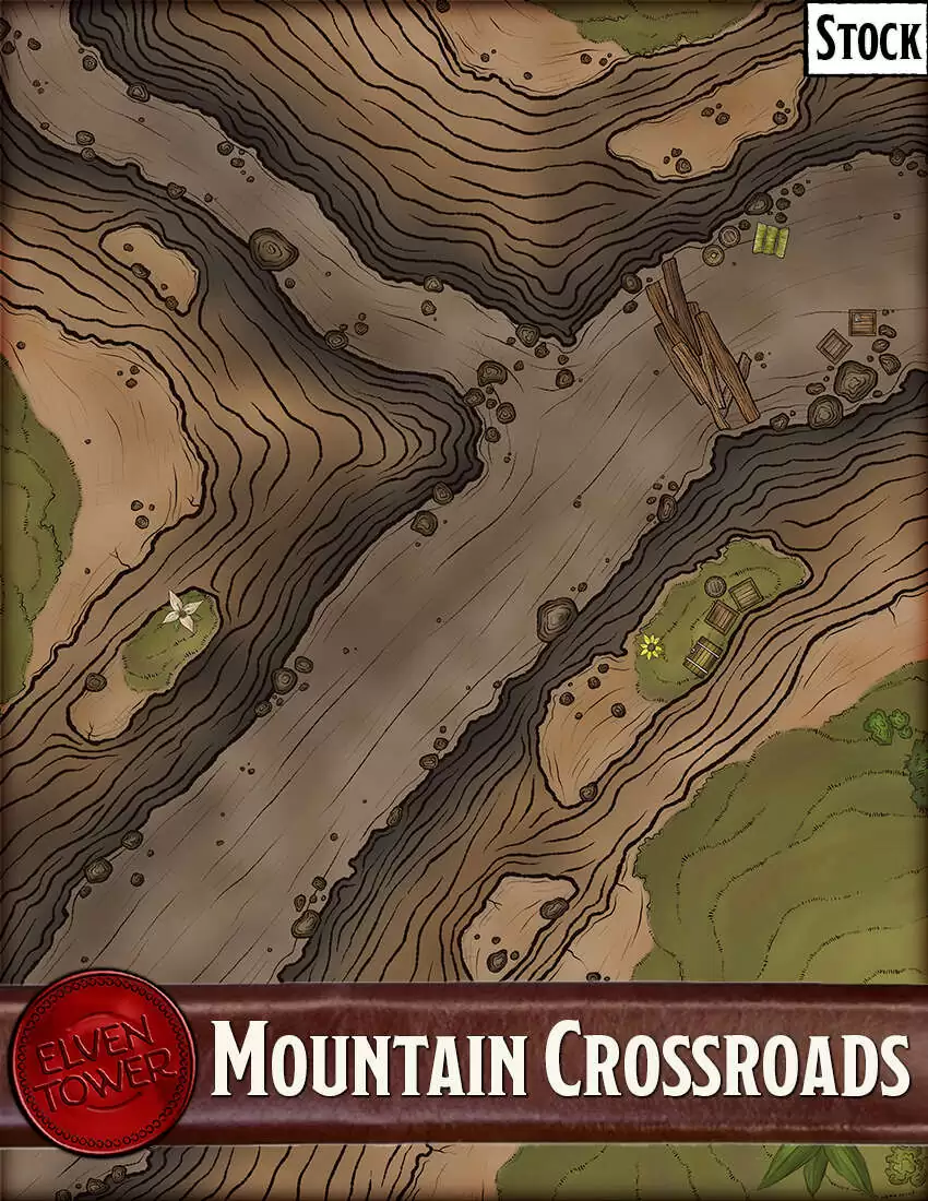 Elven Tower - Mountain Crossroads | 25x25 Stock Battlemap - Elven Tower ...