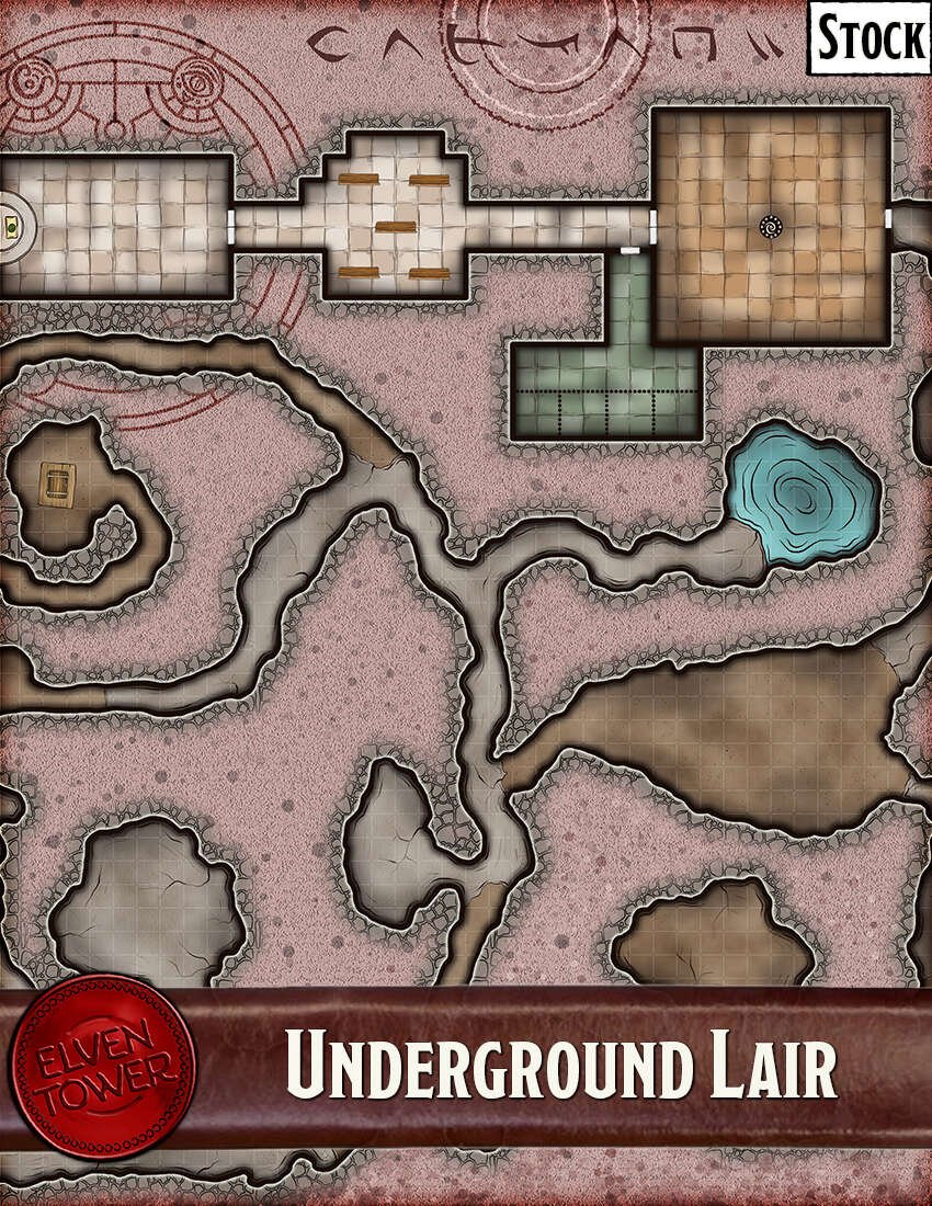 Elven Tower - Underground Lair | 78x52 Stock Battlemap - Elven Tower ...