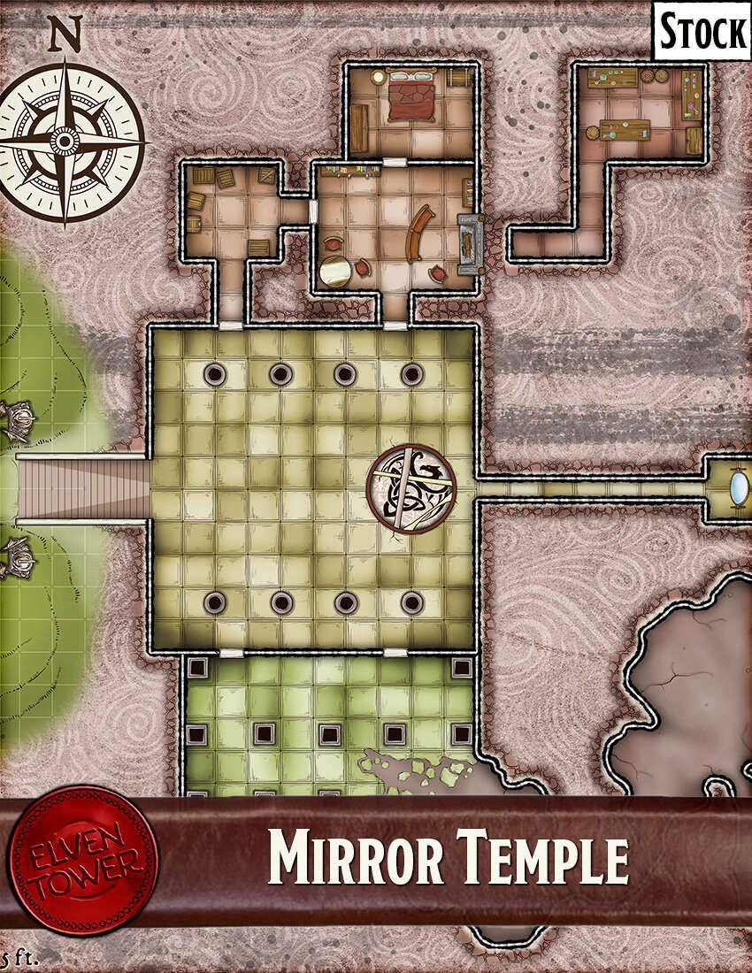 Elven Tower - Mirror Temple | 30x30 Stock Battlemap - Elven Tower ...