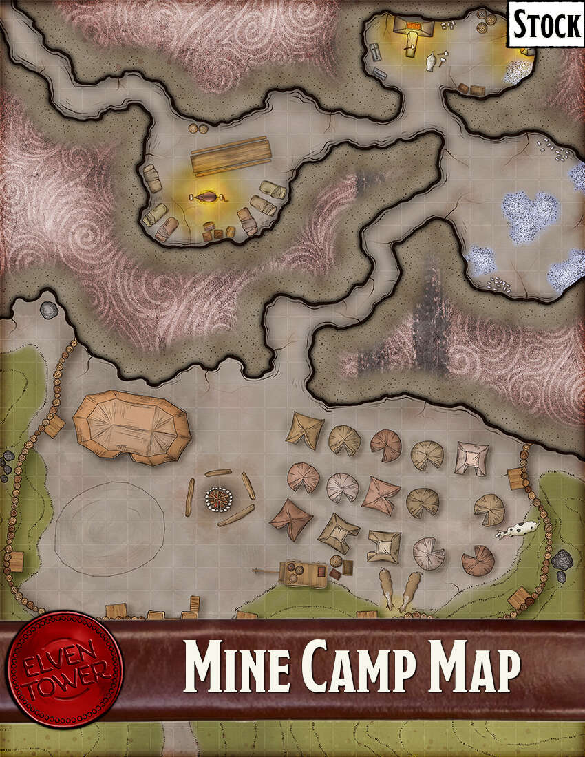 Elven Tower - Mine Camp | 31x34 Stock Battlemap - Elven Tower | Stock ...