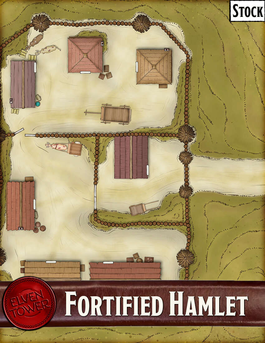 Elven Tower - Fortified Hamlet | 29x31 Stock Battlemap - Elven Tower ...
