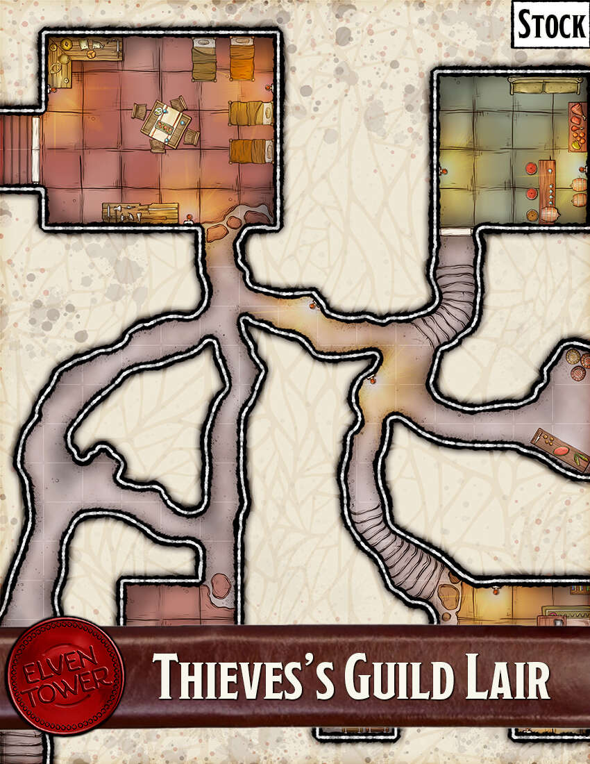 Elven Tower - Thieves's Guild Lair | 19x20 Stock Battlemap - Elven ...