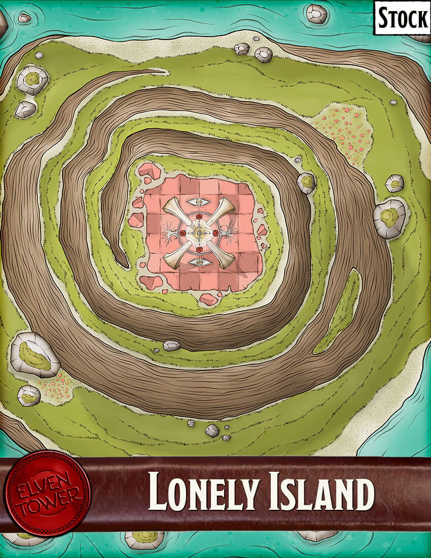 Elven Tower - Lonely Island | 30x29 Stock Battlemap - Elven Tower ...