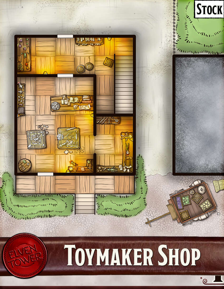 Elven Tower - Toymaker Shop | 26x15 Stock Battlemap - Elven Tower ...