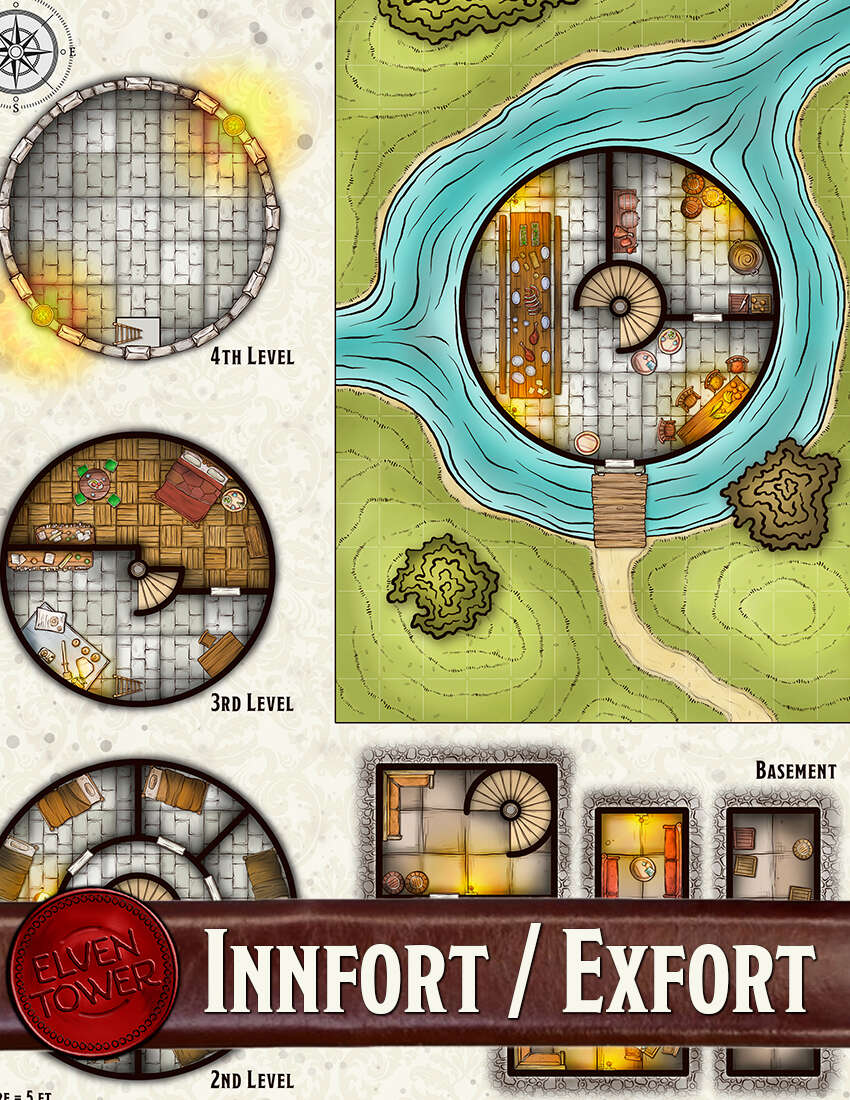 Elven Tower - Innfort / Exfort | 22x26 Stock Battlemap - Elven Tower ...