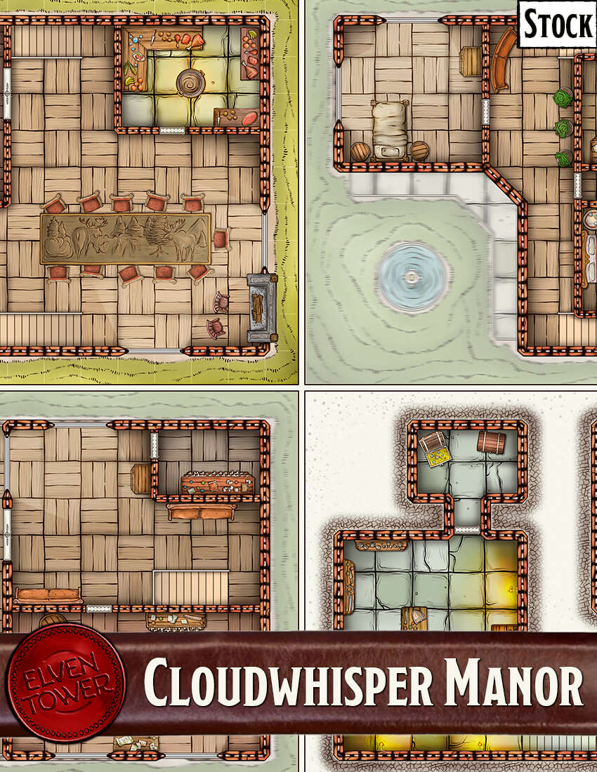 Elven Tower - Cloudwhisper Manor | 32x22 Stock Battlemap - Elven Tower ...