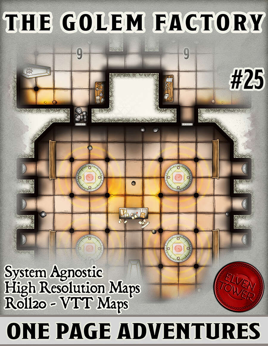 The Golem Factory - One Page Adventure - Elven Tower | One Page Adventures | DriveThruRPG