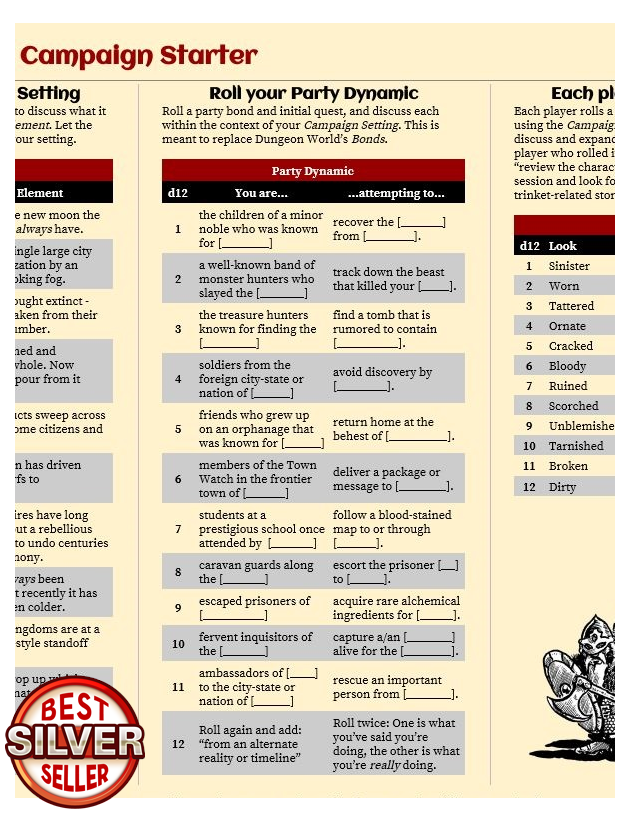 One-Page Dungeon World Campaign Starter - Brian Holland | DriveThruRPG