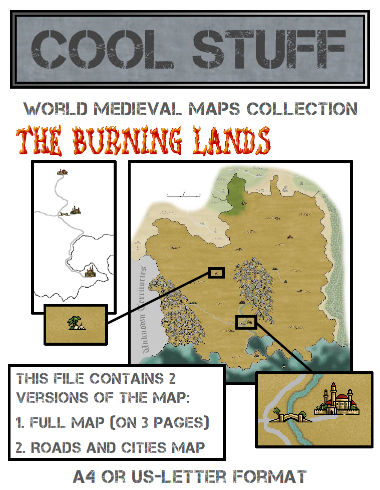 Medieval map 19: Burning Lands - CoolStuff | Medieval Maps Collection ...
