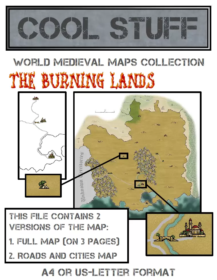 Medieval map 19: Burning Lands - CoolStuff | Medieval Maps Collection | DriveThruRPG