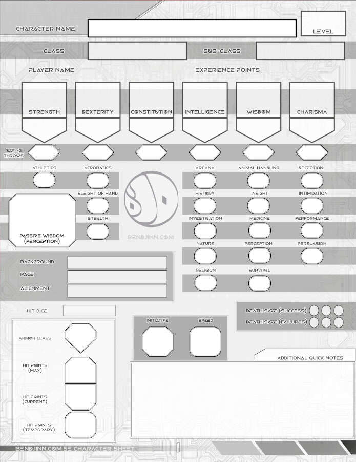 Fiction Character Sheet