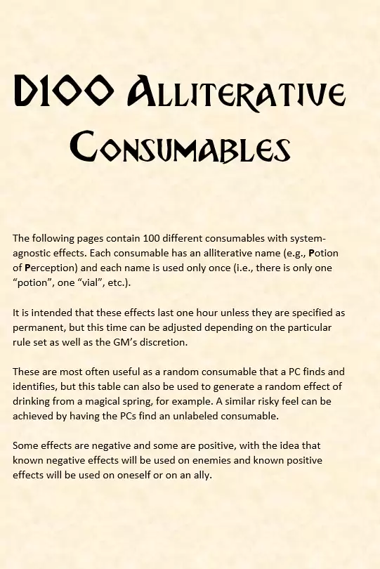 d100 Random Potion Effects - Nailthorn Studios | DriveThruRPG