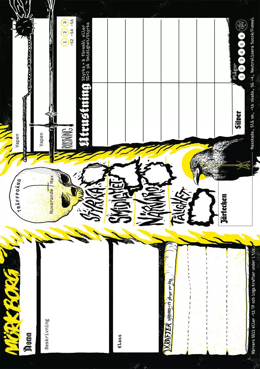 Mörk Borg Swedish Character Sheets - Free League Publishing | MÖRK BORG ...