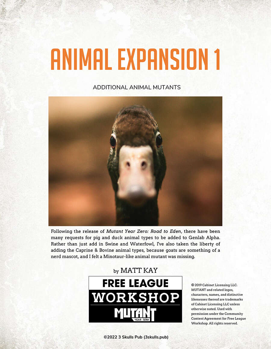 Animal Expansion 1 for Genlab Alpha - Free League Publishing | 3 Skulls ...