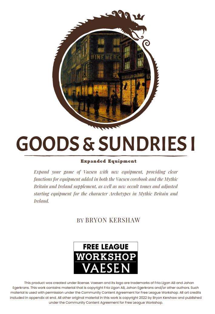 Goods & Sundries I - Expanded Equipment - Free League Publishing | Free ...