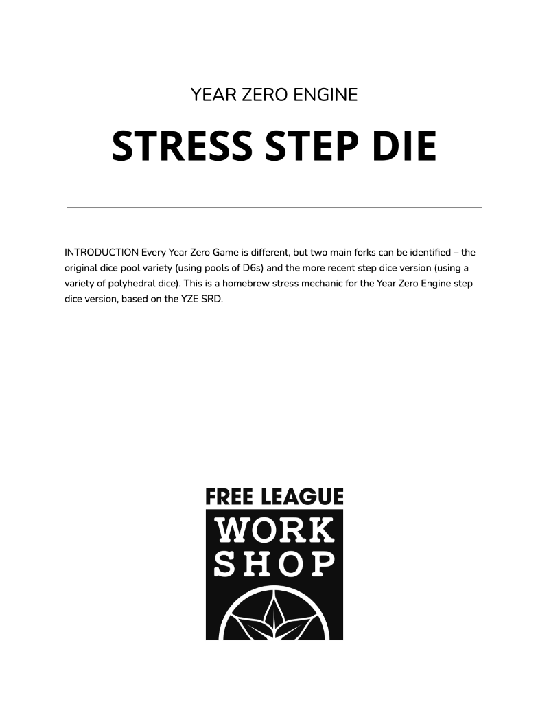 Stress Step Die - Free League Publishing | Free League Work Shop ...