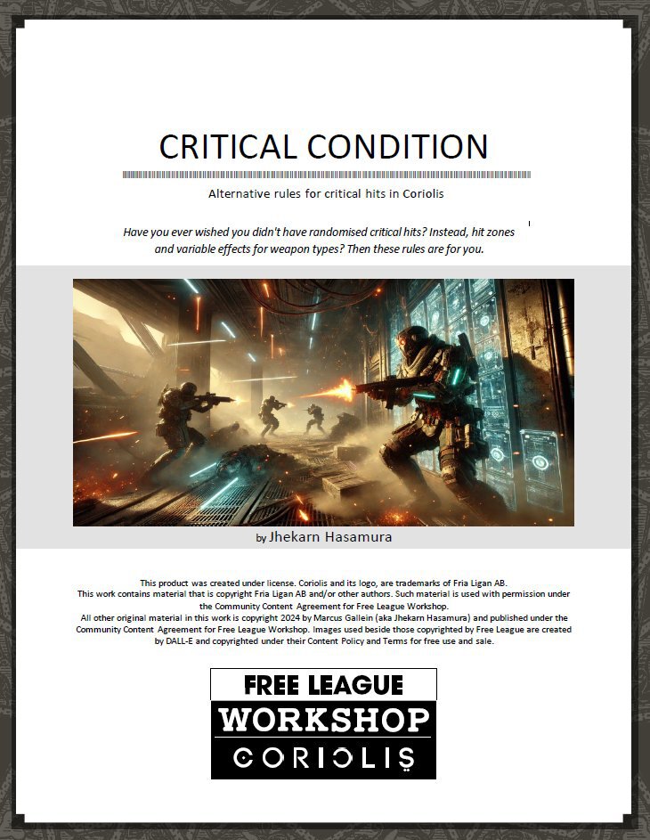 Critical Condition - Free League Publishing | Free League Work Shop ...