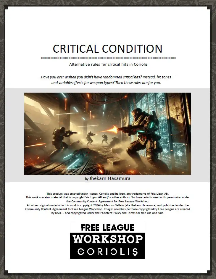 Critical Condition - Free League Publishing | Free League Work Shop ...