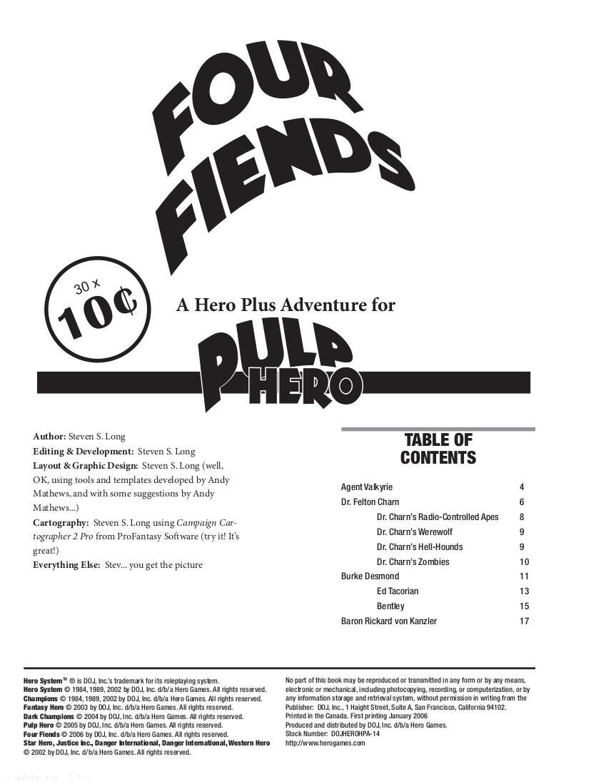 Four Fiends - Hero Games | DriveThruRPG
