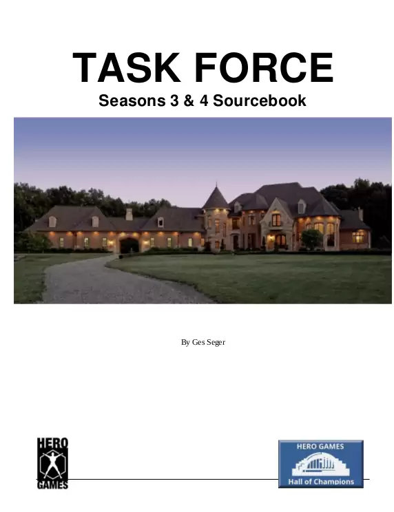 TASK FORCE Seasons 3 &4 Character Sheets - Hero Games | Hall of Champions | DriveThruRPG