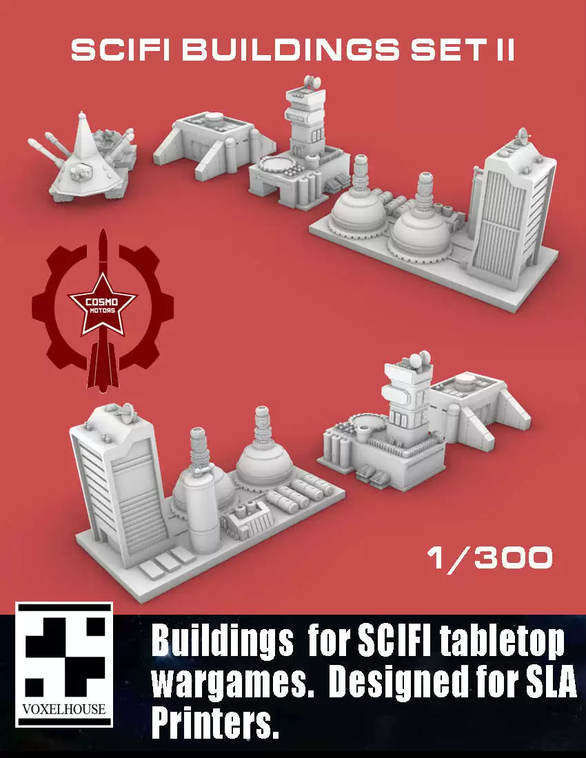 Sci-fi Buildings - Set II - Voxelhouse | Cosmo Motors | DriveThruRPG