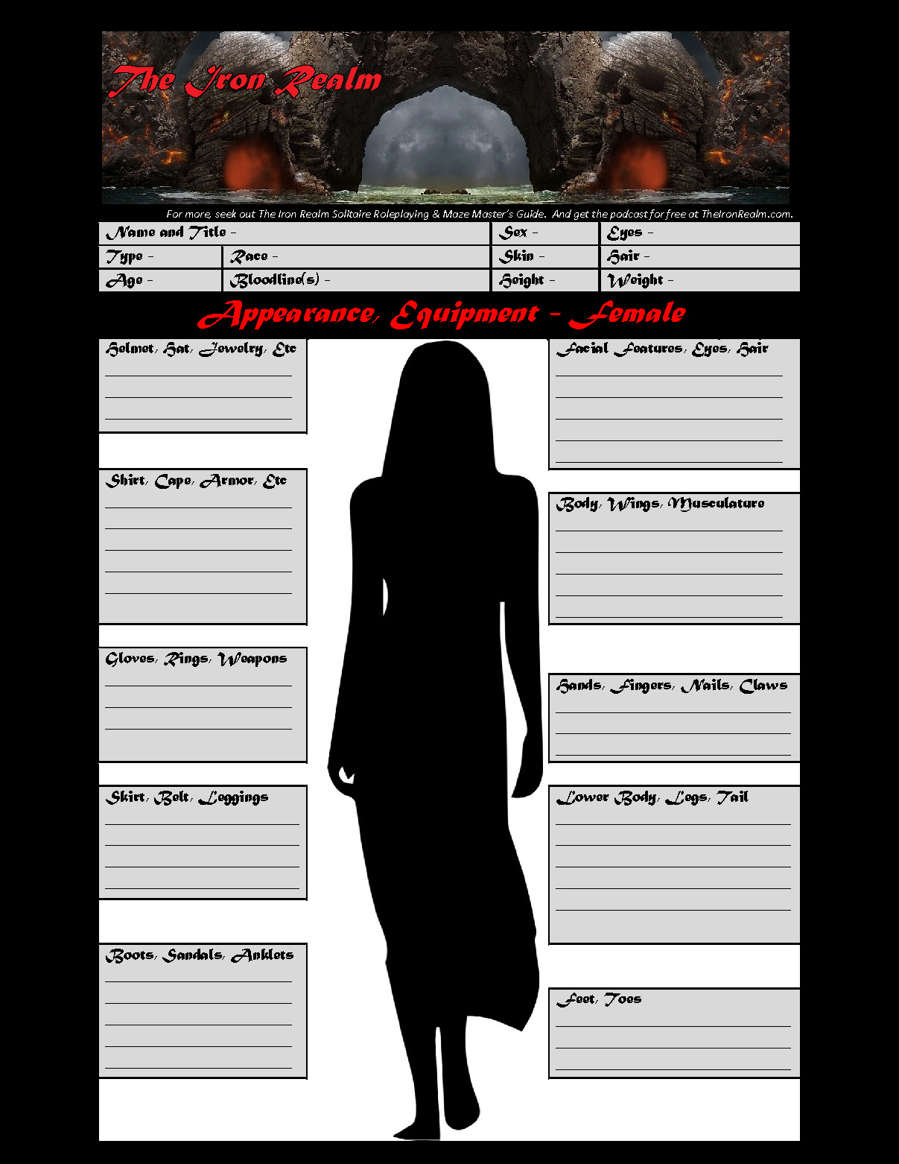 The Iron Realm Physical Description Female - The Iron Realm | DriveThruRPG
