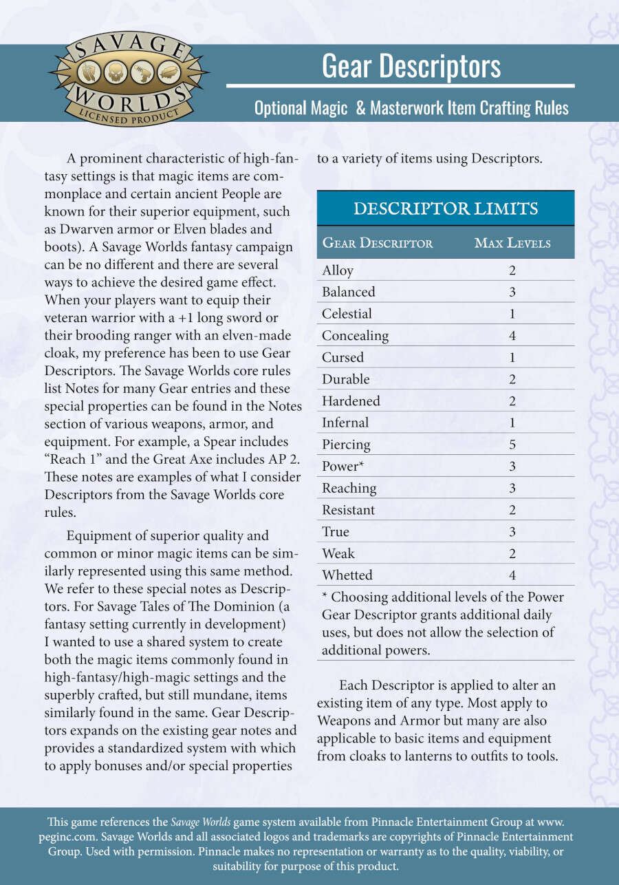 Magic & Mundane: Optional Magic & Masterwork Item Crafting Rules - Apokalyptic Publishing ...