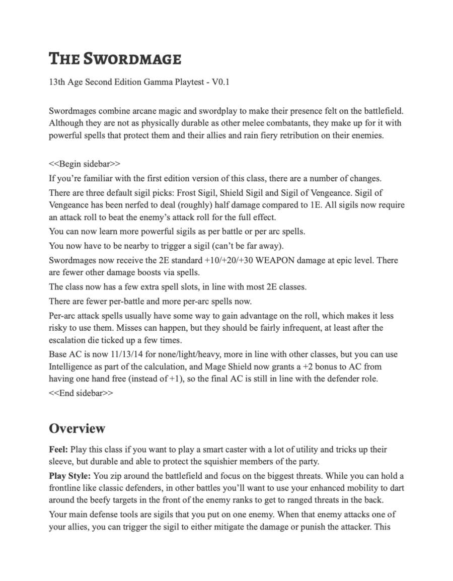 Swordmage - 13th Age 2nd Edition Playtest - Kinoko Games | DriveThruRPG