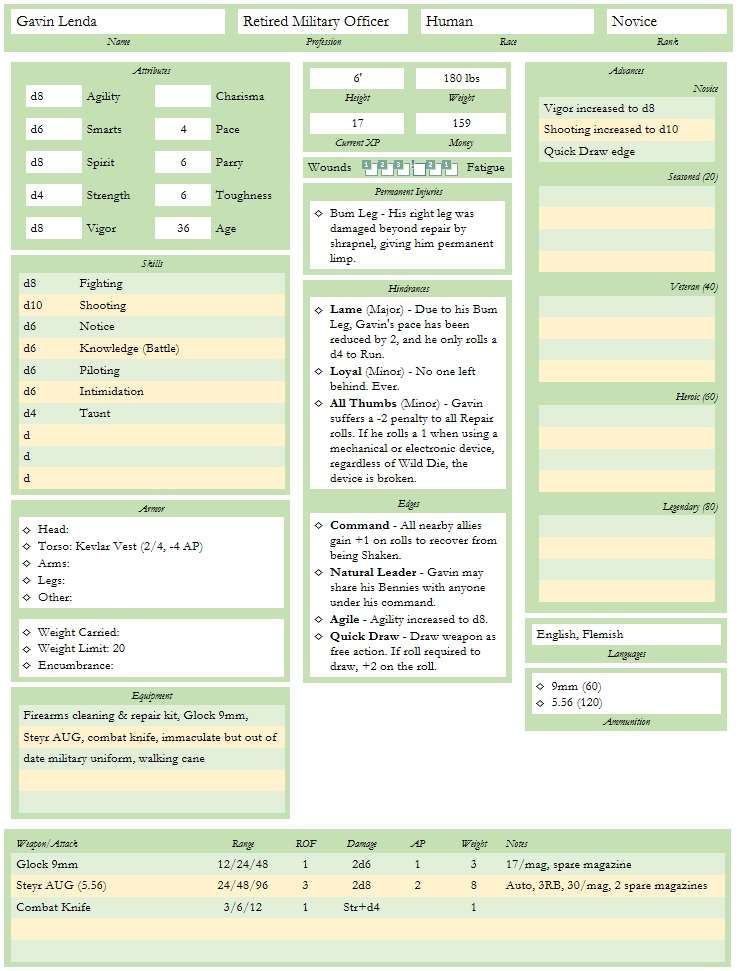 Savage Worlds Character Sheet for OneNote 2016 - Ambivalent | DriveThruRPG
