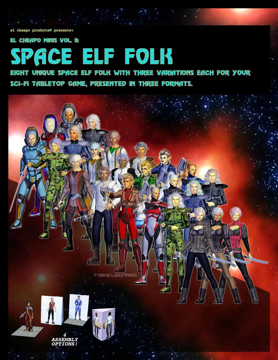 El Cheapo Minis Vol. 11 Space Elf Folk - El Cheapo Products | DriveThruRPG
