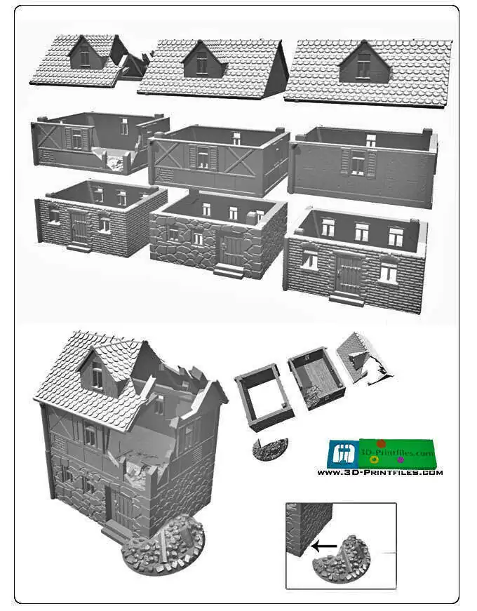 House set for 3D printing (STL File) *UPDATED* - ESLO | DriveThruRPG