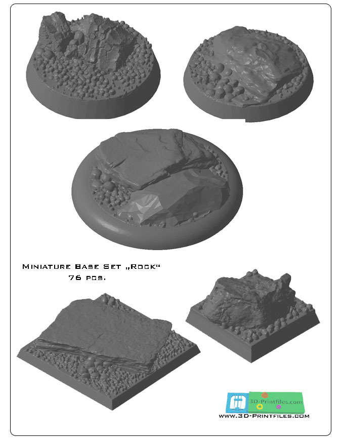 miniatures Base Set "Rock" (STL Files) - ESLO | DriveThruRPG