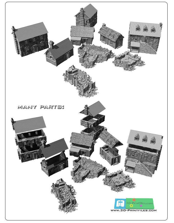 Middle age buildings SET (STL Files) - ESLO | DriveThruRPG