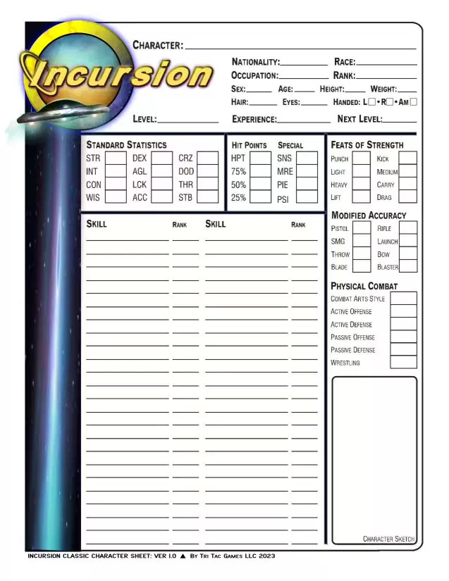 Classic Tri Tac Character Sheets - Incursion - Tri Tac Games LLC ...