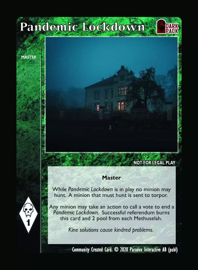 Pandemic Lockdown - Custom Card - Black Chantry Productions | VTES ...