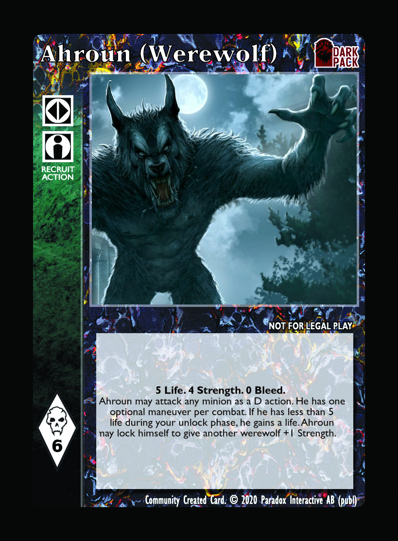 Ahroun (werewolf) - Custom Card - Black Chantry Productions | VTES ...