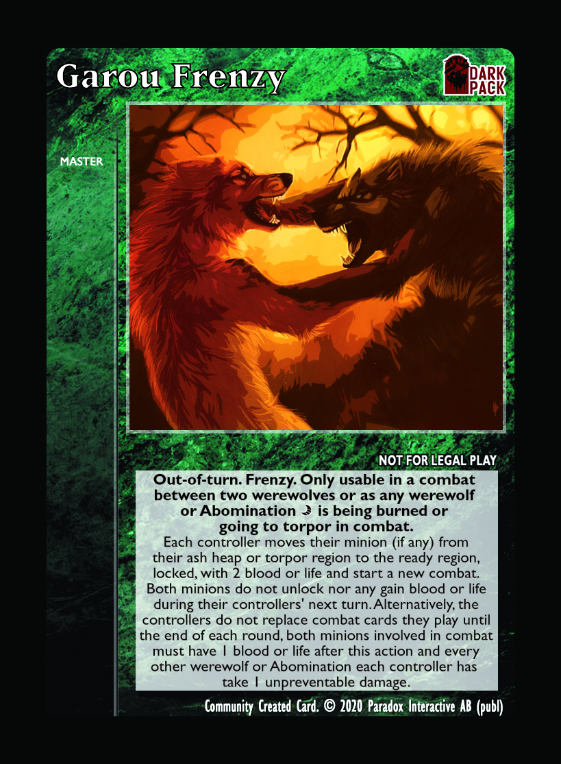 Garou Frenzy - Custom Card - Black Chantry Productions | VTES Community ...