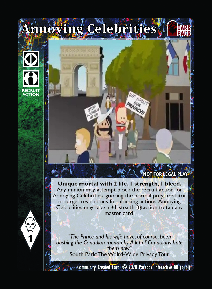 Annoying Celebrities - Custom Card - Black Chantry Productions | VTES ...