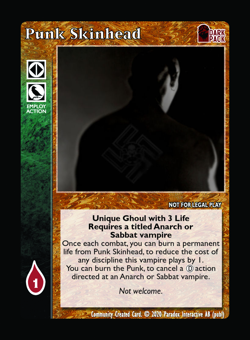 Punk Skinhead - Custom Card - Black Chantry Productions | VTES ...